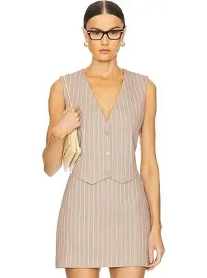 SEROYA Angelina Vest Top - Oak & Eggshell Pinstripe