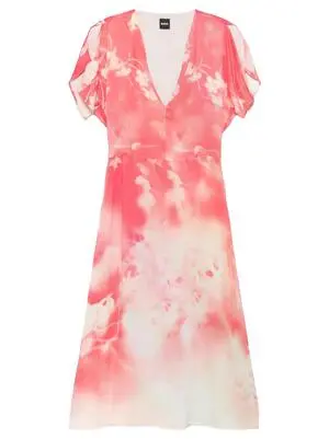 BOSS Floral-print Midi Dress - Pink
