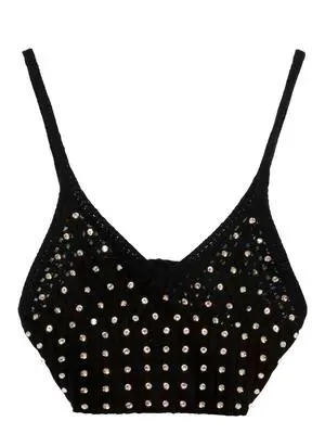 FORTE_FORTE Crystal-embellished Knit Top - Black