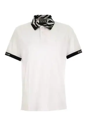 Versace Printed-collar Polo Shirt - White