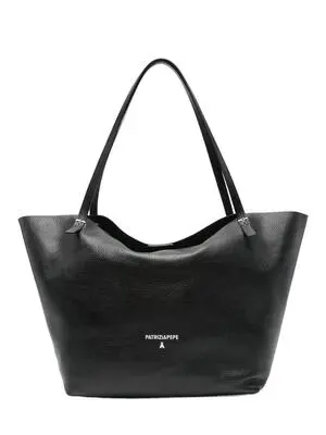 Patrizia Pepe Hammered-leather Tote Bag - Black