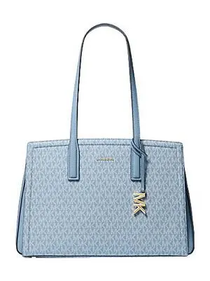 Michael Kors Laila Medium Signature Logo Tote Bag - Blue