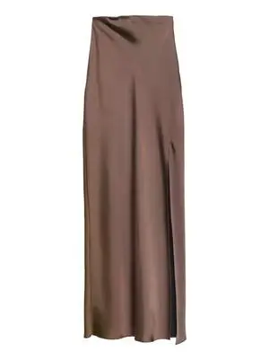 Patrizia Pepe Satined Maxi Skirt - Brown