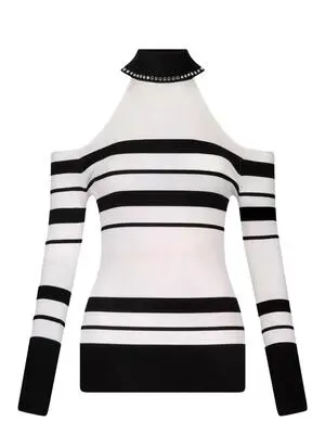 LIU JO LIU JO Striped Stud-Detail Sweater