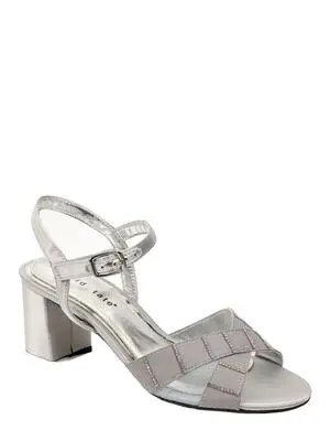 DAVID TATE Cocktail Ankle Strap Sandal - Silver Satin