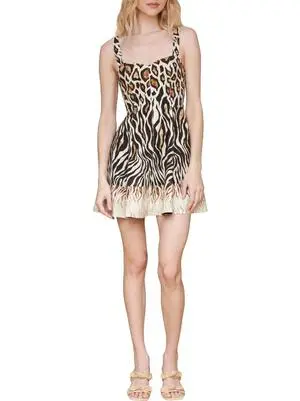 Avec Les Filles Fit & Flare Mini Dress - Tabloid Animal