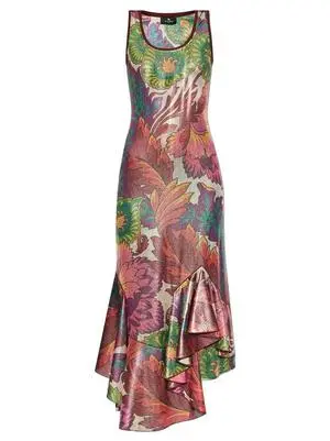Etro Etro Maxi Floral Printed Laminated Jersey Dress Multi