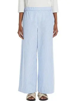 MM BY MAX MARA Mm6 Maison Margiela Stripe Wide Leg Cotton Pants - Light Blue