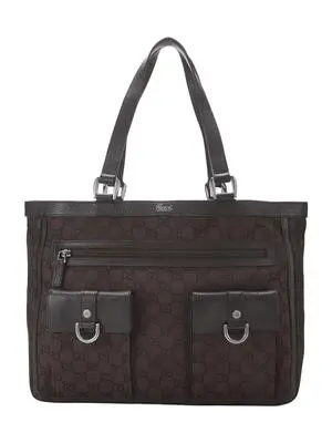 Gucci Gg Nylon Abbey Pocket Tote - Brown
