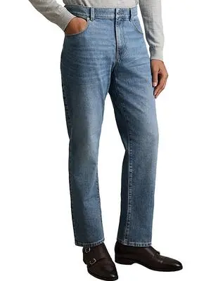 REISS Bishopgate Straight-fit Jeans - Mid Blue Wash