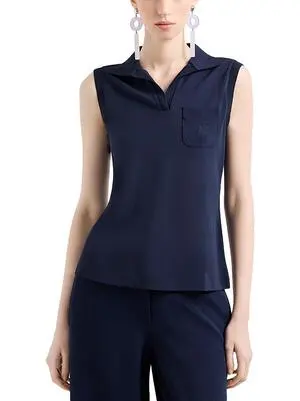 Emporio Armani Sleeveless Polo Shirt - Navy Blue