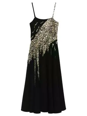 LOULOU Bead-embellished Midi Dress - Black
