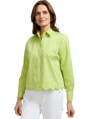 Foxcroft Scarlett Long Sleeved Matte Sateen Shirt Chartreuse