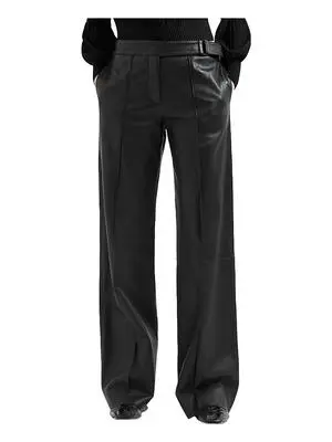 Emporio Armani Leather Trousers With Buckle Detail - Black Beauty
