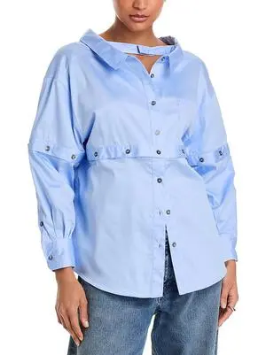 Rokh Multi Button Broken Shirt - Light Blue
