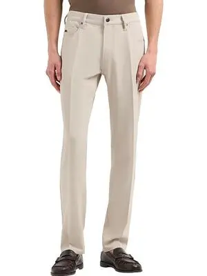 Emporio Armani Regular Fit Stretch Cannette Trousers - Beige