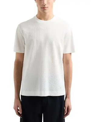 Emporio Armani Short Sleeve Jacquard Textured Tee - Off White