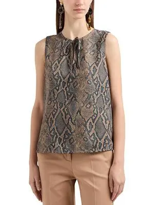 Emporio Armani Tie Neck Blouse - Snake Print