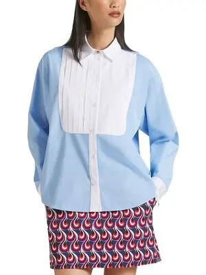 La DoubleJ Peggy Tuxedo Shirt - Solid Blue