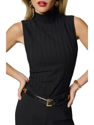 REFORMATION Maison Rib Sleeveless Top - Black