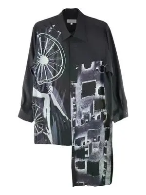 Yohji Yamamoto Graphic-print Overshirt - Black