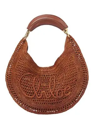 Chloé Chloé Summer Banana Hobo Bag In Raffia Brown