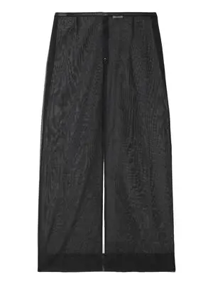 ST. AGNI Leather-trimmed Organic Cotton-blend Tulle Maxi Skirt - Black