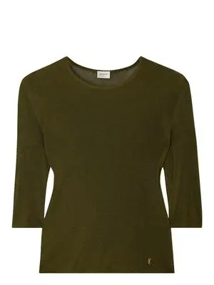Saint Laurent SAINT LAURENT Embellished Knitted Top Green