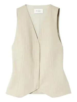 ST. AGNI Pinstriped Wool-blend Twill Vest - Neutrals