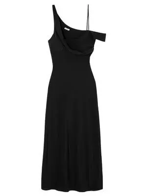 ST. AGNI Draped Silk Midi Dress - Black