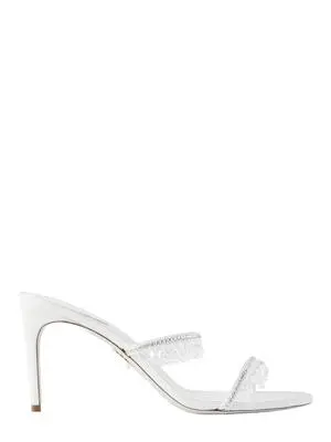 Rene Caovilla Crystal-embellished Satin Sandals - White