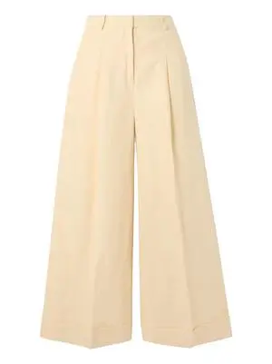 Faithfull The Brand Clove Pleated Linen Wide-leg Pants - Yellow