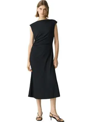 Theory Draped Boatneck Sheath Dress - Black