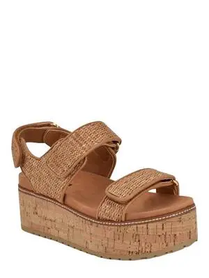 Nine West Nine West Heavin Platform Wedge Sandal Dark Natural