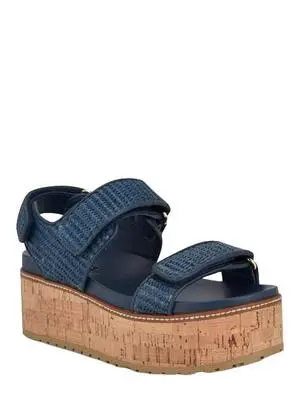 Nine West Nine West Heavin Platform Wedge Sandal Medium Blue