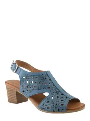 SPRING STEP SHOES Kovach Leather Slingback Sandals - Blue