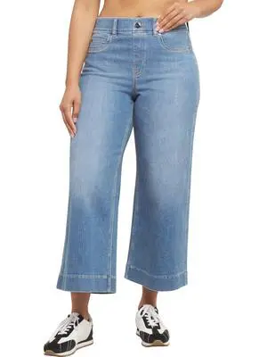 Spanx Everywear Cropped Wide Leg Jeans - Stonewashed Blue