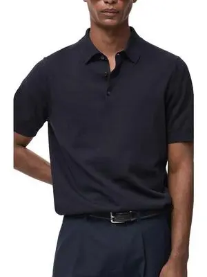 Mango Cotton Polo Shirt - Night Blue