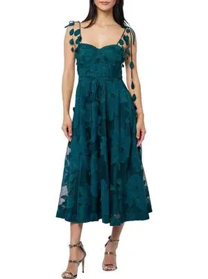 CIEBON Emilia Bustier Lace Midi Cocktail Dress - Forest