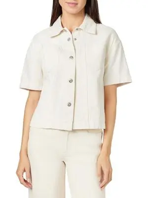 Habitual Cotton Crop Shirt Jacket - Ecru
