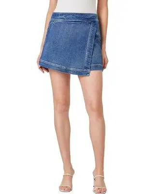 Habitual Faux Wrap Denim Skort - Marine