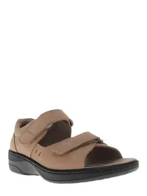 PROPET Gemma Leather Sandals - Dusty Taupe Nubuck