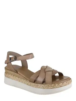 NATIONAL COMFORT Morella Platform Wedge Sandal - Brown Leather
