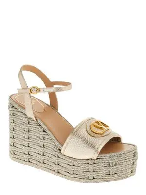 Valentino Garavani Vlogo Wedge Platform Sandal - Platino