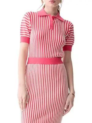 Deluc DÉLUC. Amarenta Stripe Polo Sweater Red And Beige