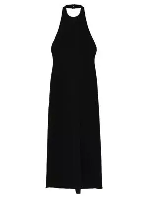 Amsale Italian Stretch Crepe Halter Dress - Black