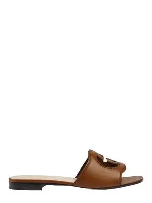 Gucci Interlocking G Cut-out Slide Sandal - Brown