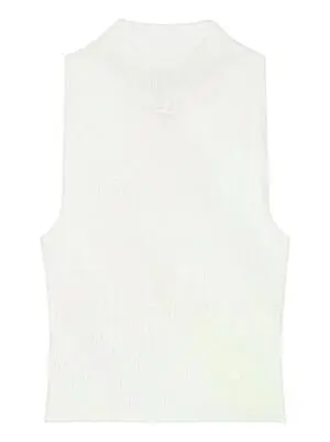COURREGES Cropped Ribbed Tank Top - White
