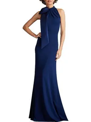Tadashi Shoji Tadashi Shoji Bow Neck Gown Navy