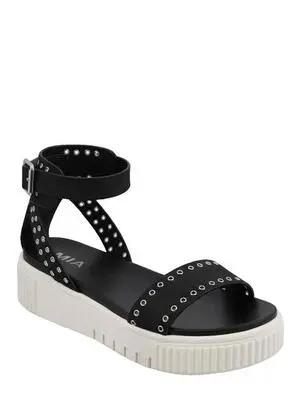 Mia Evelin Ankle Strap Platform Sandal - Black/silver